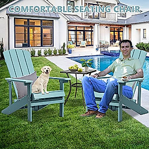May in Color Plastic Adirondack Chair Outdoor Chair, Hips Weather Resistant Modern Fire Pit Patio Chair, Reclining Tall Large Plastic Adirondack Chair for Backyard,Garden,Pool,Beach,Deck. (2, Blue)