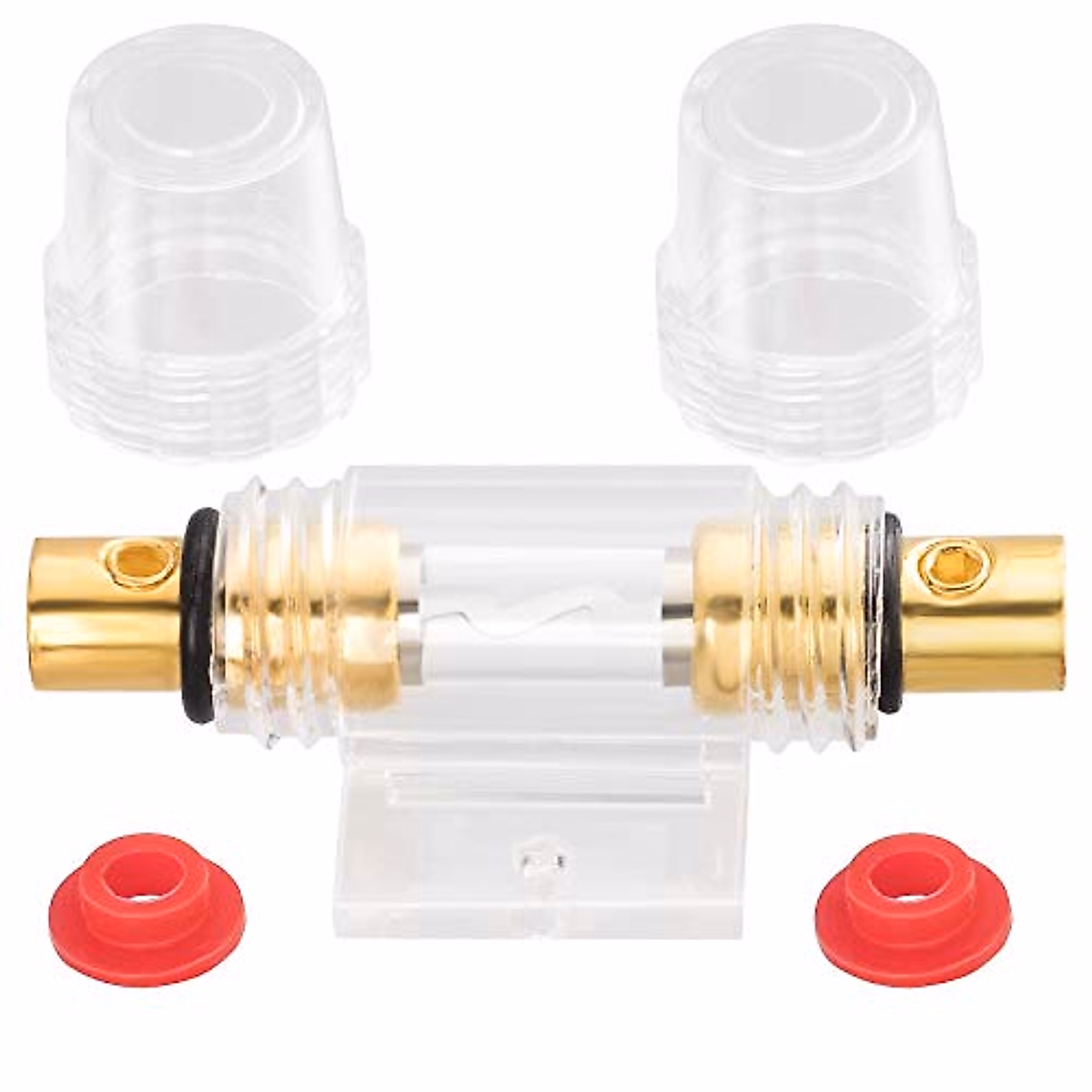 OIIKI 4-8 Gauge AWG in-line AGU Fuse Holder with 2 PCS 60A AGU Type Fuse for Car Audio, Alarm Amplifier, Truck Audio, Compressors