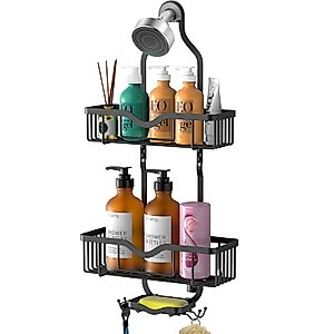 Kerisgo Shower Caddy, 3-Tier Hanging Organizer Rack (Black), Maximizes Storage for Bath Essentials