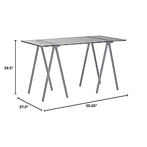Flash Furniture Glass Computer Desk with Silver Metal Frame