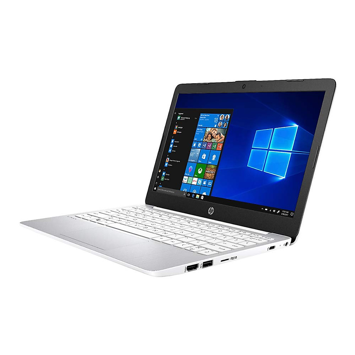 HP 2021 Stream 11.6" HD Laptop Computer, Intel Celeron N4000 Processor, 4GB RAM, 64GB eMMC, 1-Year Office 365, Webcam, Intel UHD Graphics 600, Bluetooth, Windows 10 S, White, 128GB SnowBell USB Card