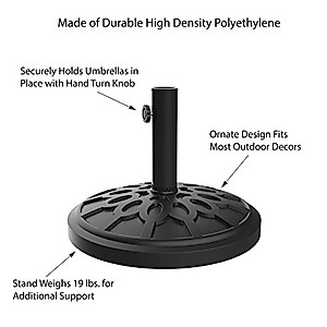 Pure Garden Patio Umbrella Base - 19 lbs Black 1.9"