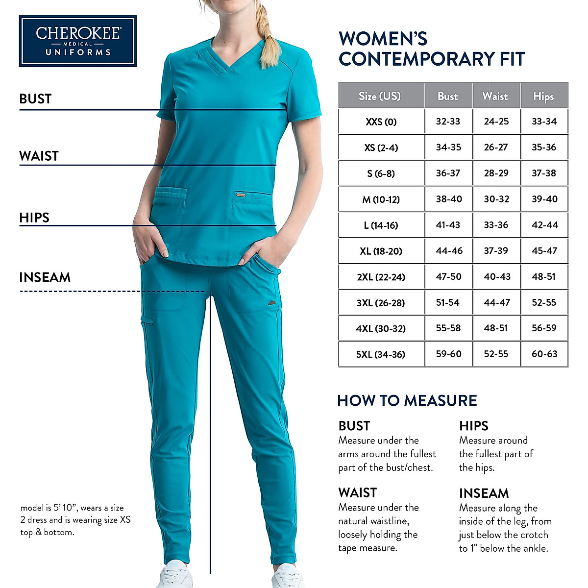 Cherokee Women's Plus Size V-Neck Scrubs Top, Ciel