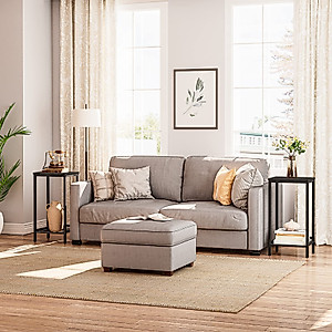 HOOBRO Tall Side Table, Industrial End Telephone Table with Adjustable Mesh Shelves, Small Entryway Table, 28.9" H Small Table for Hallway, Living Room, Office, Black BB03DH01