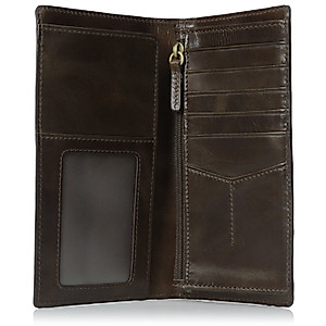 Fossil Men's Derrick Leather Executive Checkbook Wallet, Dark Brown, (Model: ML3683201)