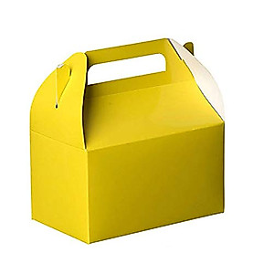 Party Favors Paper Treat Boxes (10 Pack) Yellow Colored Paper Containers & Boxes Treat Container Cookie Boxes Cute Designs Perfect for Parties and Celebrations 6.25" x 3.75" x 3.5"