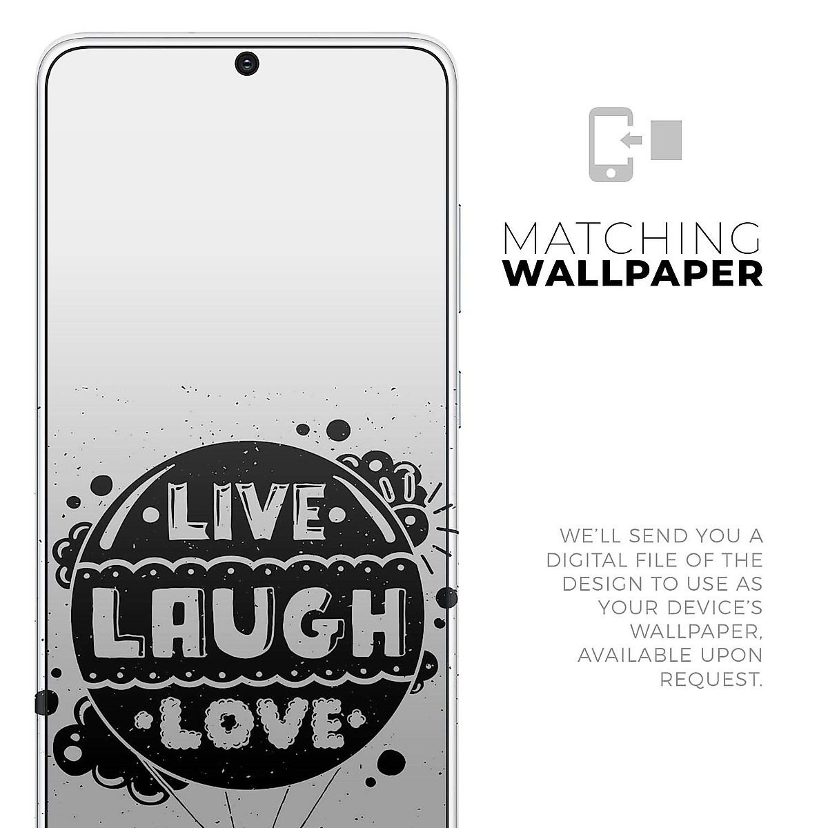 DesignSkinz Live Laugh Love Protective Vinyl Decal Wrap Skin Cover Compatible with The Samsung Galaxy S20 (Screen Trim & Back Glass Skin)