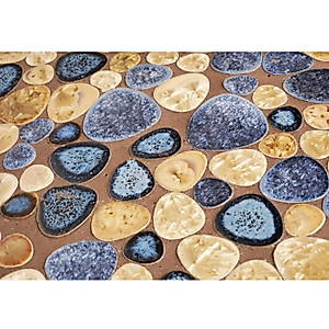 Blujellyfish Glazed Blue Mosaic Ceramic Pebble Porcelain Tile Swimming Pool Bath Shower Wall Flooring Tile TSTGPT001 (5 Square Feet)
