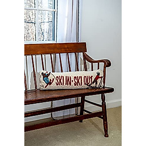 Chandler 4 Corners Artist-Designed Ski in Ski Out Hand-Hooked Wool Decorative Throw Pillow (8” x 24”) Ski Pillow for Couches & Beds - Easy Care & Low Maintenance Winter Pillow for Cabins & Lodges