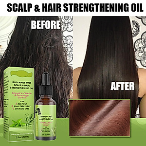 Rosemary Mint Hair Growth Oil, Organic Rosemary Hair Regrowth Essential Oil Hair Loss Treatment Serum, Scalp Massage Activate Hair Follicle Strengthen Hair Roots