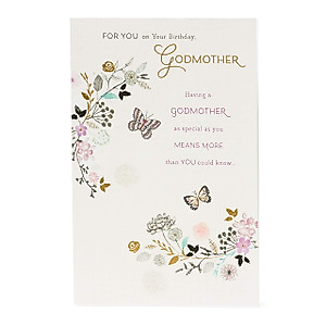 UK Greetings ‎ Godmother Birthday Card - Birthday Card for Her - Flowers and Butterflies Design