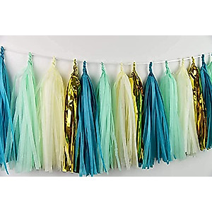 Teal Gold Birthday Party Decorations for Women Qian's Party Teal Mint Gold Bridal Shower Decorations/Teal Gold Wedding /Bachelorette/Baby Shower Decorations/Teal Mint Gold Birthday Party