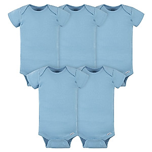 Gerber Baby 5-Pack Solid Onesies Bodysuits, Blue, 0-3 Months