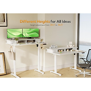 Claiks Standing Desk with Roller Shutter Door, Electric Standing Desk Adjustable Height, Adjustable Standing Desk with Storage Shelves, 48 Inch White