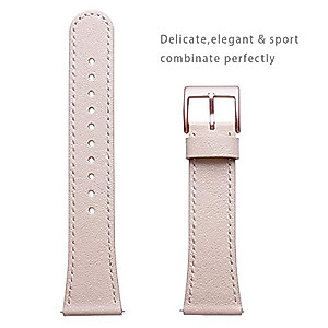 WFEAGL for Fitbit Versa Bands, Top Grain Leather Band Replacement Strap for Fitbit Versa/Versa 2 /Versa Lite/Versa SE Fitness Smart Watch (PinkSand Band+ Rosegold Buckle)
