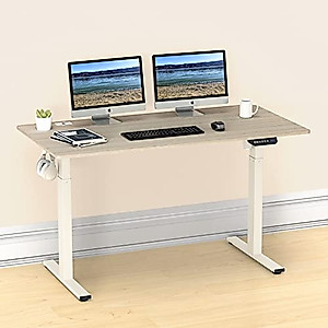 SHW 55-Inch Large Electric Height Adjustable Standing Desk, 55 x 28 Inches, Maple