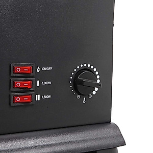 ROVSUN 22.4”H Electric Fireplace Stove w/Realistic Flame Effect, Infrared Quarts Freestanding Heater for Indoor, w/Overheat & Tip-Over Protection, 2 Heat Settings 1000W/1500W, ETL Certified, Black