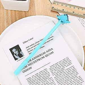 Chris.W 12 Pcs Cute Cartoon Dinosaur Rollerball Gel Pens Set, 0.5mm Fine Point Writing Pens for Boys Students, Black Ink, Dino Themed Party Favors