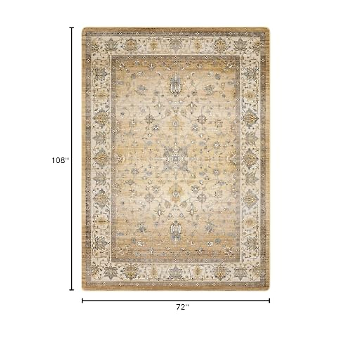 BEIMO 6x9 Area Rugs for Living Room Bedroom, Machine Washable Print Soft Floor Cover, Vintage Stain Resistant Aesthetic Apricot Carpet, Medium Pile Mat with Non Slip Rubber Backing