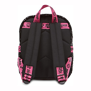 That Girl LayLay Mini Backpack PURSE for Girls, 10 inch, Sequin Material with Lace Up Grommet Details & Appliqued Patches, Adjustable Shoulder Straps, Light Weight Travel bag for kids