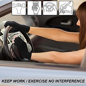 2 Pairs Arthritis Compression Gloves for Arthritis, Rheumatoid, Carpal Tunnel Pain, Driving, Typing Fingerless Gloves For Women Men, Support Hand, Wrist and Joint (Pure Black, Medium)