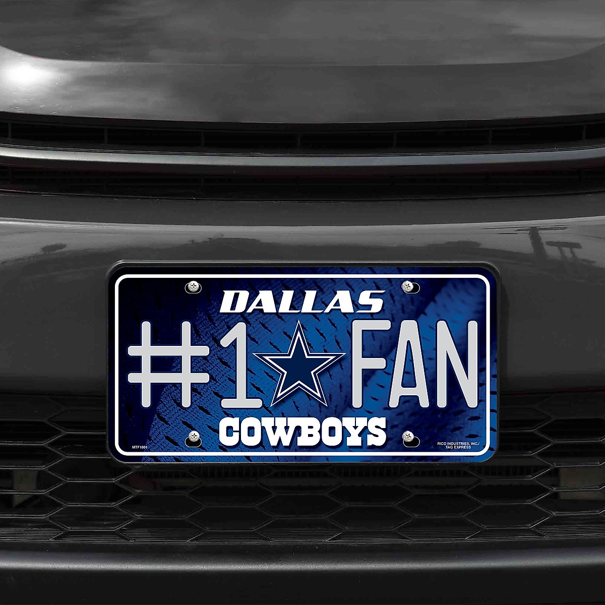 Rico Industries NFL Football Dallas Cowboys #1 Fan Metal Auto Tag