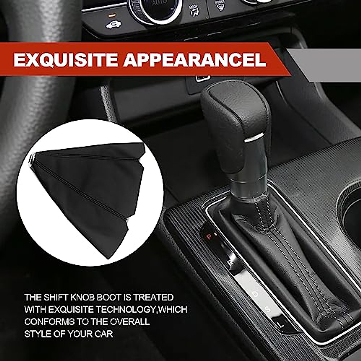 Vrasly Universal Car Shift Knob dust Cover Black, Shift Knob dust Cover Black PU Leather Manual/Auto Shifter Shift Boots Cover, Compatible with Most Car Truck,SUV