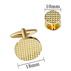 HAWSON Cuff links mens with 6 Tux Studs,Suit for mens Dress Shirt - birthdays metting Wedding Accessories (Gold)