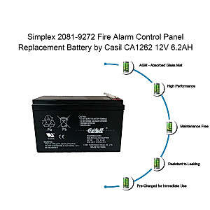 2081-9272 Simplex Grinnell Fire Alarm Control Panel Battery Replacement 12V 6.2AH CA1262 F2 2 Pack