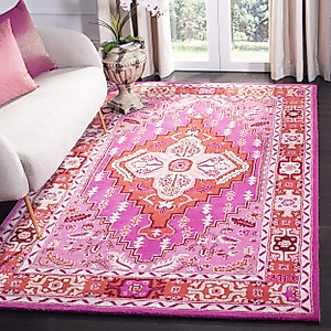 SAFAVIEH Bellagio Collection Accent Rug - 4' x 6', Red & Pink, Handmade Medallion Wool, Ideal for High Traffic Areas in Entryway, Living Room, Bedroom (BLG545B)