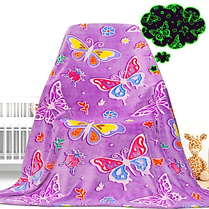 Gdindff Glow in The Dark Blanket Butterfly Gifts Toys for Girls Women Butterfly Blankets for Birthday Gifts for Kids