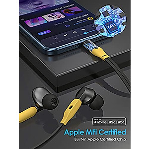 MOOU Lightning Headphones MFi Certified iPhone Earphone Compatible with iPhone 13 13 Pro Max 12 11 Pro iPhone X XS Max XR iPhone 8 Plus Microphone Controller Noise Cancelling Earbuds for iPhone
