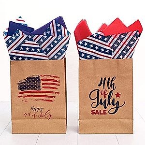 Whaline Patriotic Tissue Paper Patriotic Star Stripe Pattern Tissue Paper Red Blue Wrapping Paper 4th of July Art Tissue Art Tissue for Independence Day Gift Packing Party Decorations, 14x20 Inch