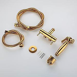 MINJING Handheld Bidet Sprayer for Toilet Wall Mounted Baby Cloth Diaper Sprayer Brass Titanium Gold Toilet Sprayer Single Cold Handheld Sprayer Kit, High Pressure