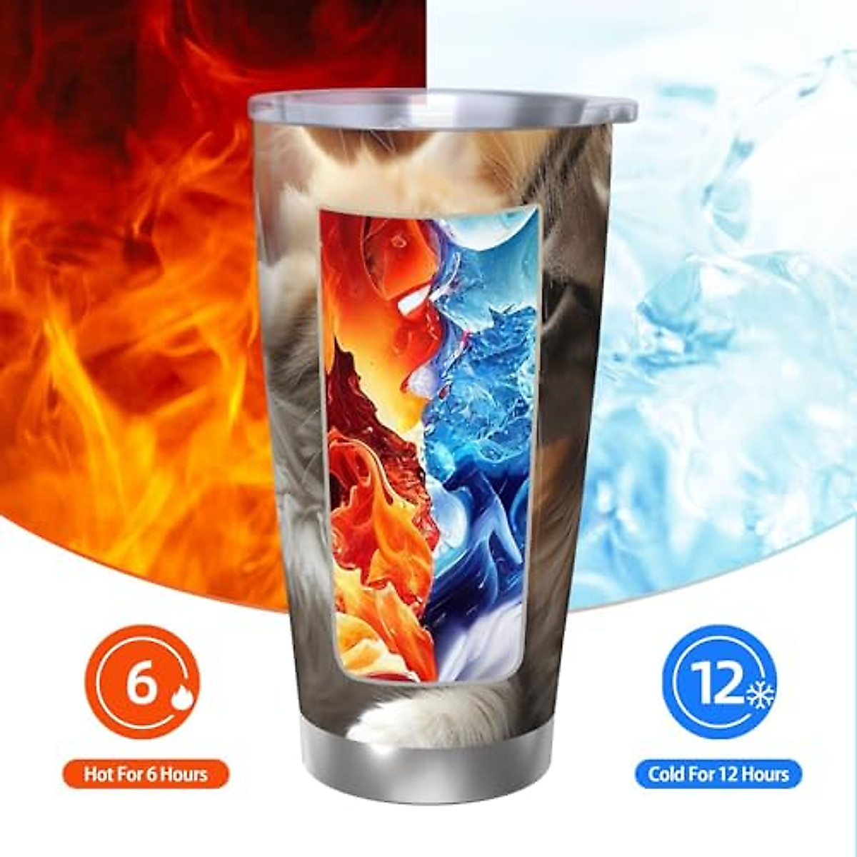 GDSHJKLW Cat Kiss Tumbler With Lid And Straw 20oz Stainless Steel Leakproof Travel Coffee Mug Double Wall Insulated Cup Gifts For Women Home Office