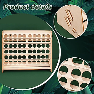 PH PandaHall Paint Rack Organizer 60 Holes Wooden Paint Storage Organizer Stand Display Craft Paint Holder Pigment Ink Bottle Paints Tool Storage for Miniature Paint Set Hole: 1.3 inch