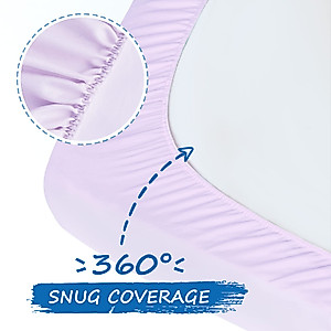 Crib Sheets Girl, Baby Crib Sheets for Standard Crib Mattress & Toddler Bed Mattress, Snug Fit Breathable Soft Fitted Crib Sheet (28''x 52''x 8''), Crib Sheets for Baby Girl 2 Pack Pink & Purple