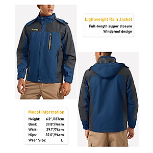 MAGCOMSEN Rain Jacket Mens Windbreaker Jackets Waterproof Jackets Outdoor Rain Coat Sports Breathable Jacket Running Cycling Camping Jacket