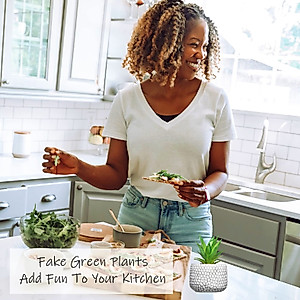 CADNLY Small Artificial Plants in Pots - Fake Plants for Bathroom Office Desk - Faux Succulents Succulents Decor 1 Pack