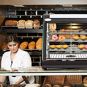 Nurxiovo 27inch Countertop Food Warmer Display Cases Pizza Commercial Heated Bakery Stainless Steel Hot Pastry Restaurant self Service Empanda Patty w/ 3 Shelves 25-1/2 X 27 X 19in