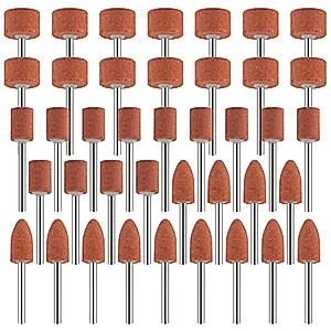 Sanding Bits for Dremel Rotary Tool, Grinding Stone Sanding Drill Bits with 1/8" Shank, Aluminium Oxide Tough Enough to Metal Rust Removal/Smoothing/Sharpening, Different Shape Meet More Needs, 42Pcs