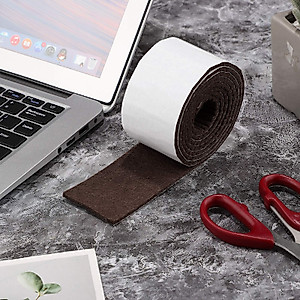 Shappy 2 Packs Felt Strips with Adhesive Backing Non Slip Felt Furniture Pads Adhesive Roll Tape for Protecting Hardwood Floors Chair Wall Protector(Dark Brown,120 x 2 x 0.12 Inch)