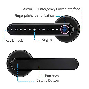 Laxre Fingerprint Smart Lock,Touchscreen Room Door Lock, Phone App Digital Lever Lock, Bluetooth Door knob,Keyless Entry Front Door Lock with keypad, USB Charging for Home&Hotel&Office&Interior Door…
