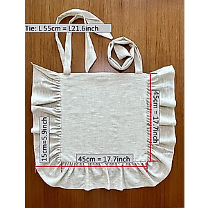 cozymomdeco Korean Made Chair Pad Slipcover Chair Cushion Cover Ties with Ruffle Farmhouse Decor No Cushion Insert, (Solid Beige)