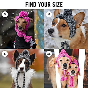 Canada Pooch Pom Pom Winter Dog Protection Hat - Knitted Warm Dog Beanie | Cozy Dog Cap with Tassel, Keeps Dogs Comfy on Cold Days, Breathable Ear Slits, Great for Dogs Pink/S