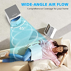 3 In 1 Evaporative Air Cooler, LifePlus Portable Bladeless Cooling Fan w/Cooling & Humidification Function, Swamp Cooler with 2 Ways Water Filling, Remote Control, 3 Wind Speed and 4 Modes, 1 Gallon Water Tank for Living Room Office
