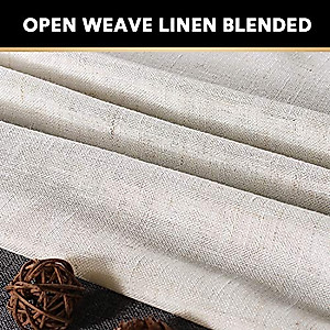 Natural Linen Blended Curtains Tab Top Linen Curtains for Living Room Home Decor Soft Rich Material Light Reducing Bedroom Drape Panels, Set of 2, 52 x 84 -Inch - Natural