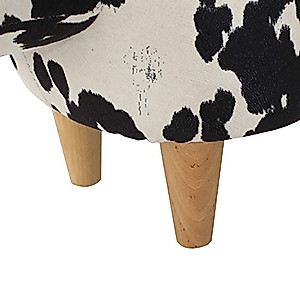 Christopher Knight Home Bessie Patterned Velvet Cow Ottoman, Black And White Cow Hide / Natural