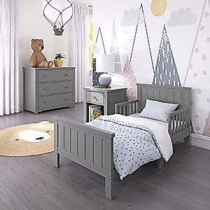 Child Craft Calder Toddler Bed for Kids with Guard Rails (Brushed Pebble)