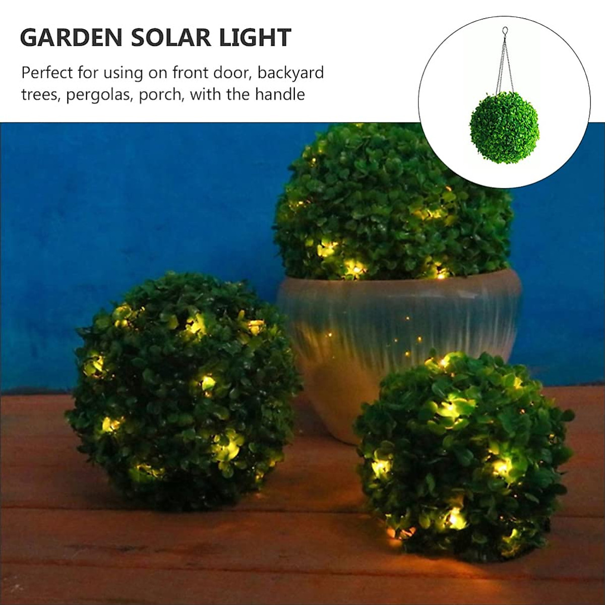 Beaupretty Solar Grass Ball Light Decorative Grass Balls Green Solar Lights Outdoor Artificial Topiary Plant Round Grass Flower Garland Decorations Garden Solar Lamp Warm White Plastic Lob
